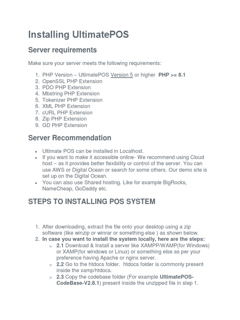 Installing UltimatePOS | PDF | Php | Computer File