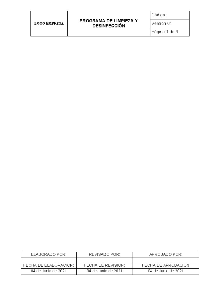 Programa de Limpieza y Desinfeccion | PDF | Microorganismo | Patógeno