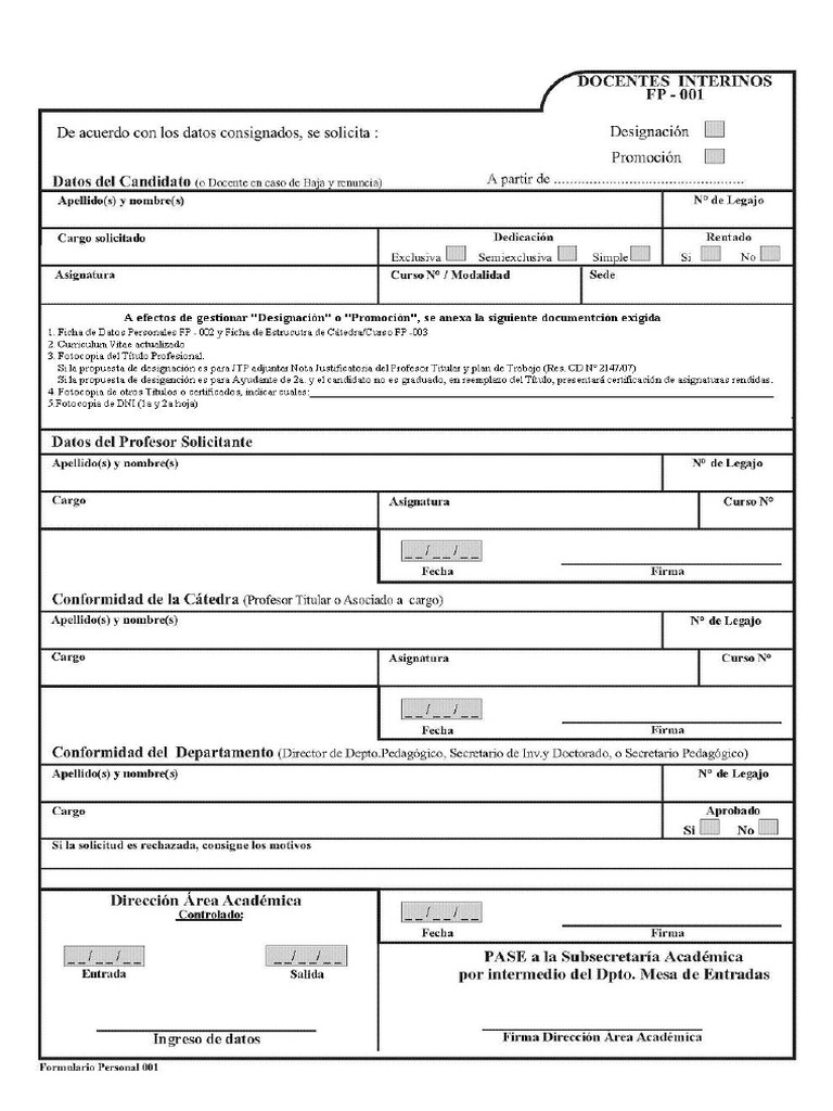 FP 001 - Solicitud de Designacion | PDF