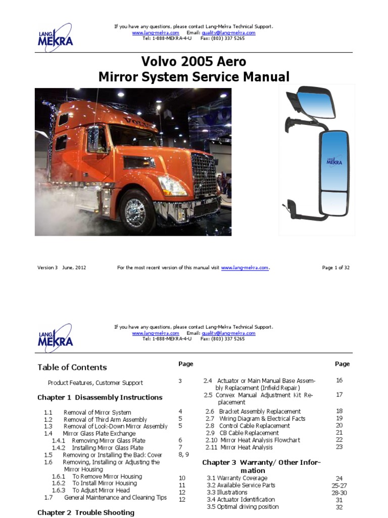 LANG MEKRA Manual Servicio Volvo VNL | PDF | Electrical Connector | Screw