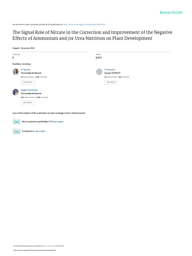 Nitrate's Role in Ammonium Nutrition Effects | PDF | Fertilizer | Soil