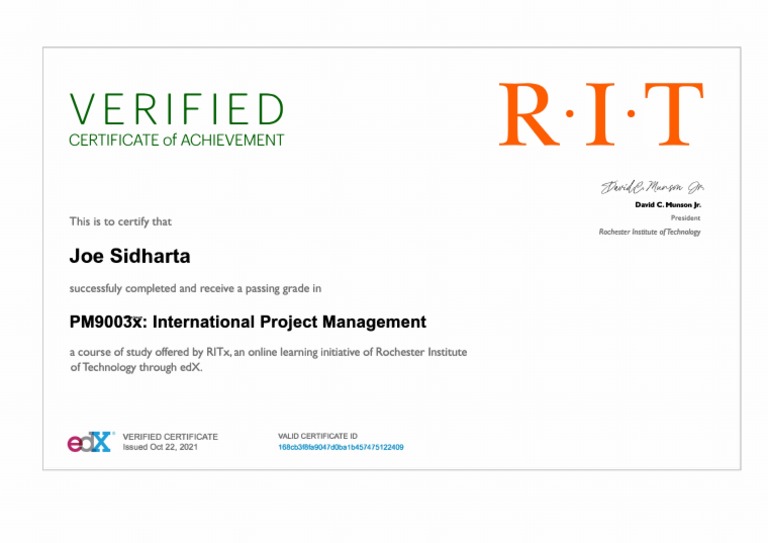 RIT Certificate of PM | PDF