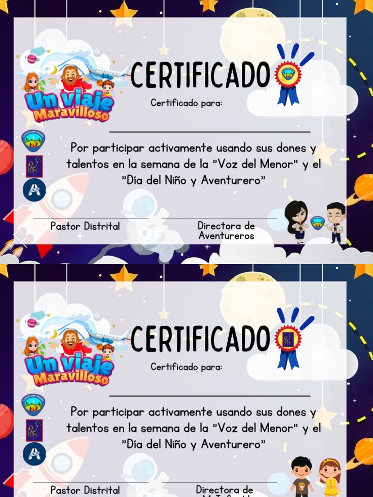 Certificado Día del Niño y Aventurero | PDF