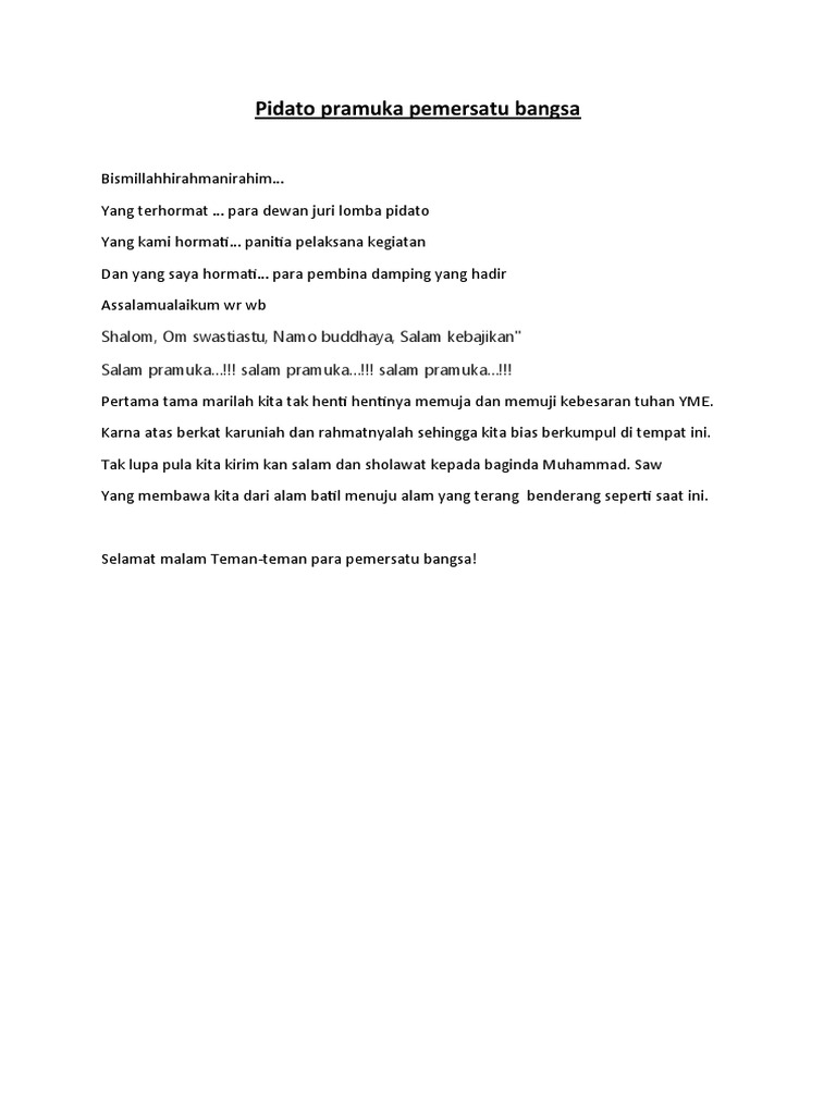 Pidato Pramuka Pemersatu Bangsa | PDF | Agama & Spiritualitas | Puisi