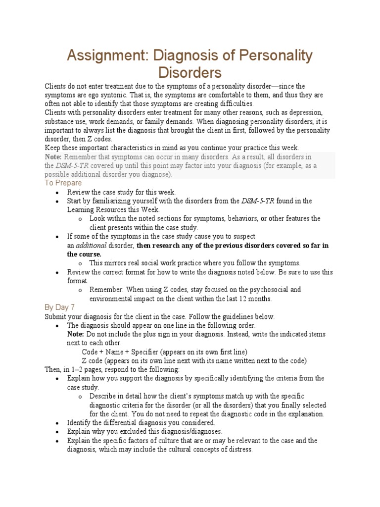Diagnosing Personality Disorders with Z Codes | PDF | Medical Diagnosis | Mental Disorder