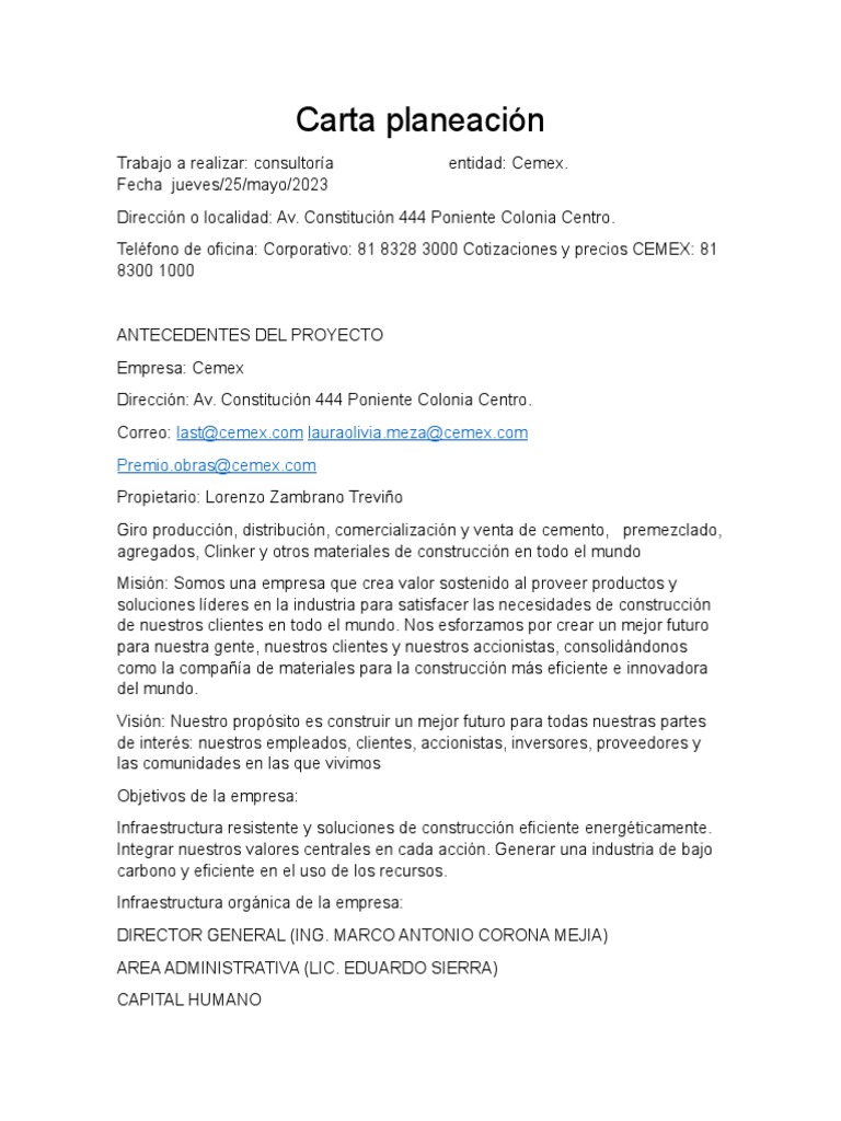 Consultoría para Cemex: Planeación 2023 | PDF