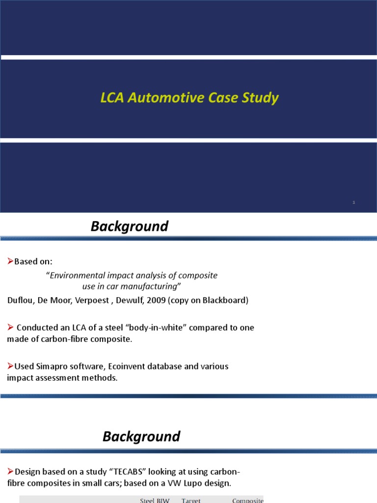 Automotive LCA Case Study 1-1 | PDF | Steelmaking | Composite Material