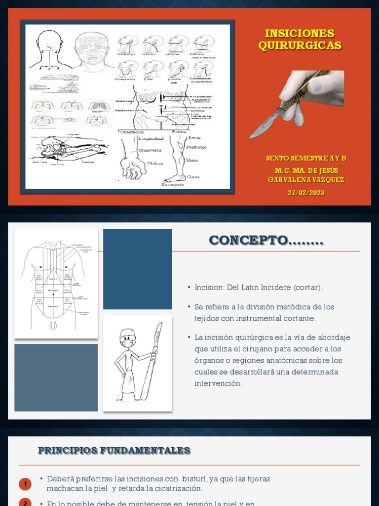 Tipos de Incisiones Quirúrgicas | PDF | Cicatrización de la herida | Herida