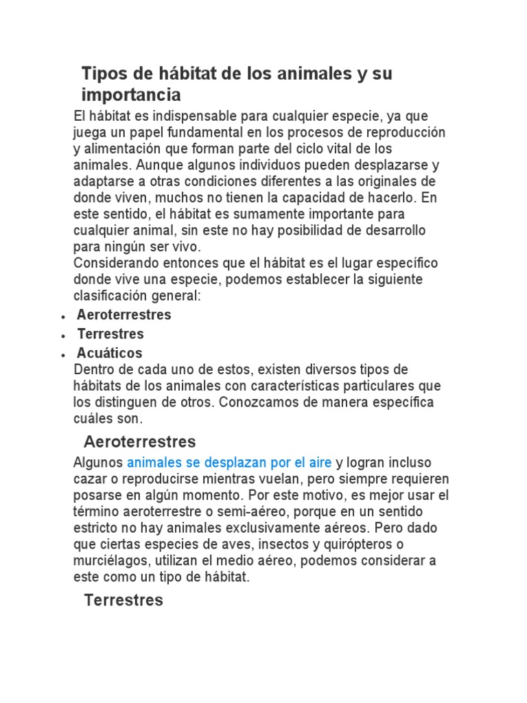 Tipos de Animales y Su Habitat | PDF | Habitat | Murciélago