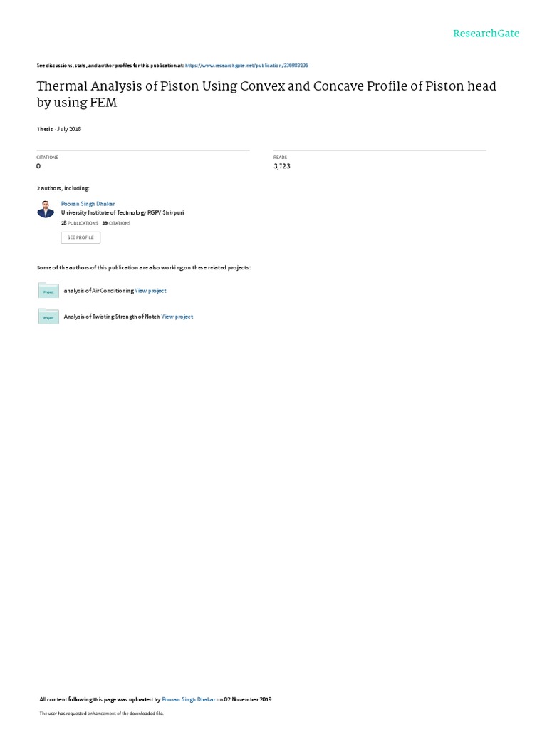 RGPV - Thermal Analysis of Piston Using Convex and Concave Profile of ...
