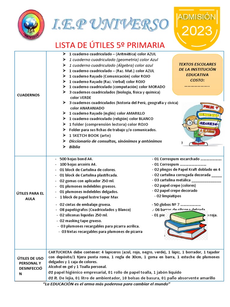Lista de 5to Grado | PDF | Color | Procesamiento de imágenes