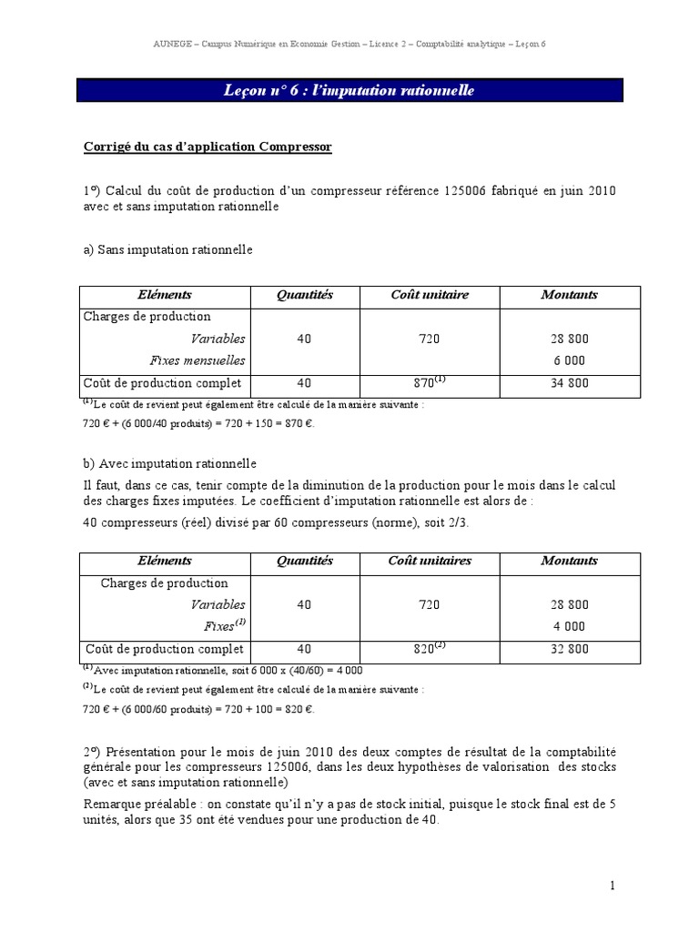 CAL6 Corrige Du Cas Compressor | PDF | Comptabilité | Inventaire