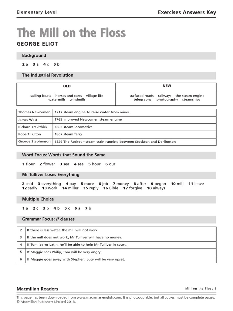 Mill-onThe-Floss-Exercises-Answers-Key. Book | PDF | The Mill On The Floss