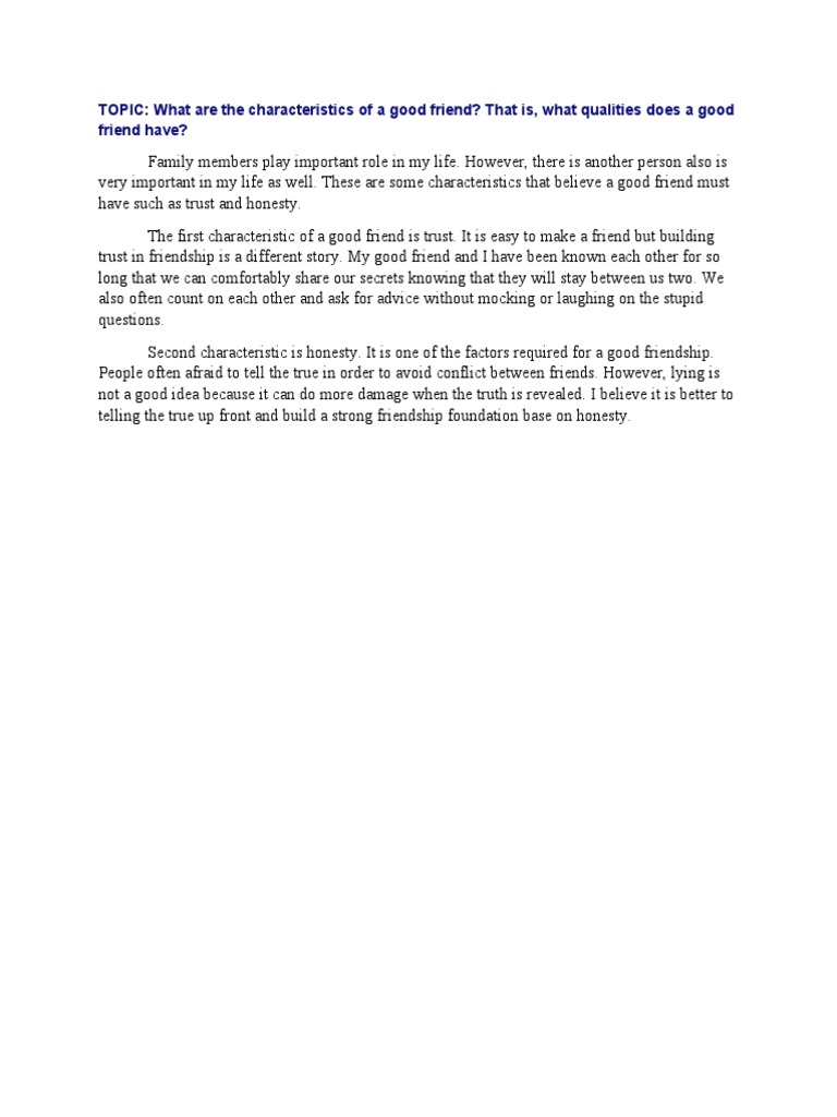 What Are The Characteristics of A Good Friend | PDF