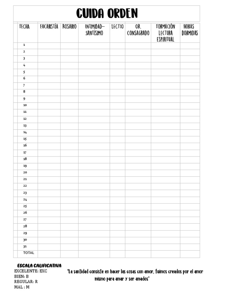 FORMATO CUIDA ORDEN General | PDF