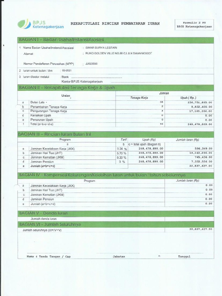 Rekap Iuran Bpjs | PDF