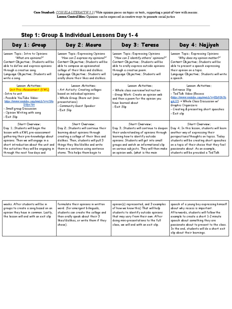 Tlsc-Sequence6nb - Updated Lesson Plan Implementation Map 1 | PDF ...