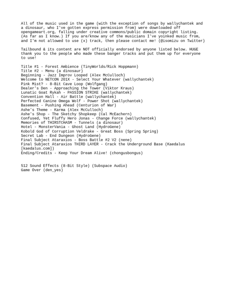 Music Credits | PDF