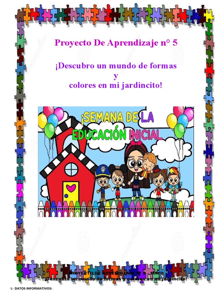 Proyecto de Aprendizaje N4 Semana de La Educacion Inicial | PDF | Educación de la primera ...