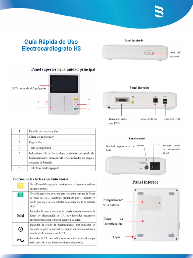 Guía Rápida de Uso Ekg Comen h3 | PDF
