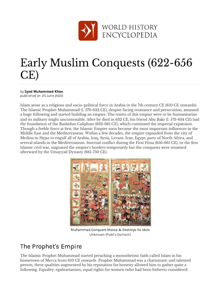 Early Muslim Conquests (622-656 CE) - World History Encyclopedia | PDF | Muhammad | Umar