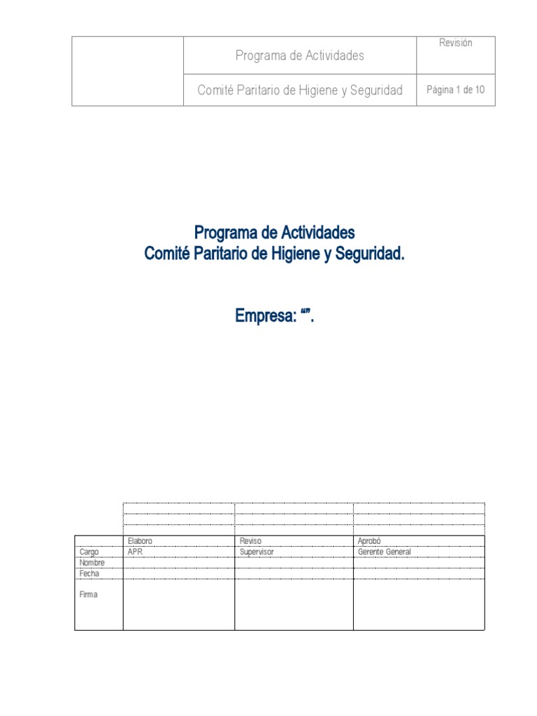 Formato Programa de Comite Paritario PDF | PDF Formato Programa de Comite Paritario PDF | PDF