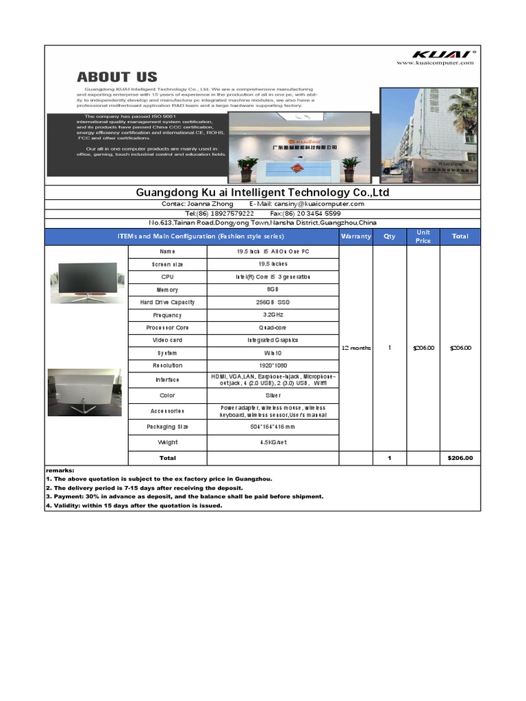 KUAI All in One PC Price List 19.5-I5 3 8G 256g | PDF | Personal Computers | Manufactured Goods