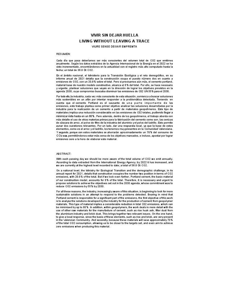 Vivir Sin Dejar Huella Fin | PDF | Sector secundario de la economía ...