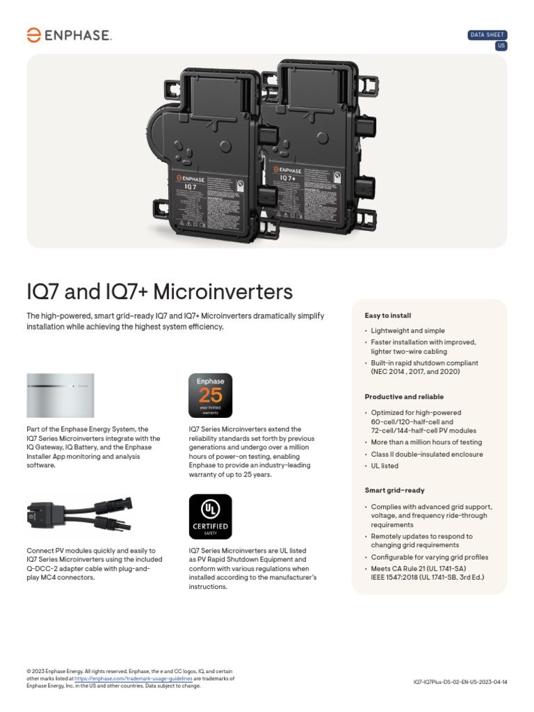 IQ7 IQ7plus DS EN US - 0 | PDF | Alternating Current | Electrical Grid
