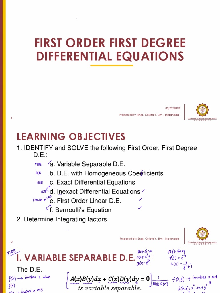 Math 237 P02 - FOFDDE Part 1 - 2102023-1 | PDF | Equations | Mathematical Concepts