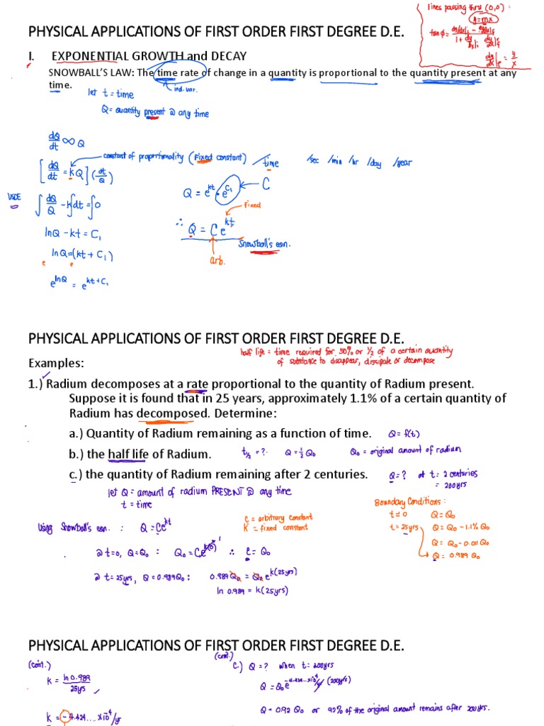 Math 237 p02 - Physical Applications of First Order First Degree 4272023 | PDF | Force | Temperature