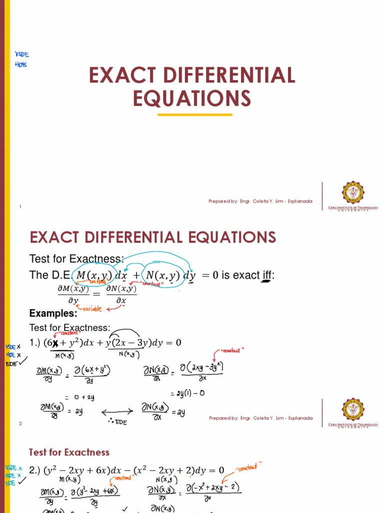 Math 237 P02_Exact Differential Equations 3062023-1 | PDF ...