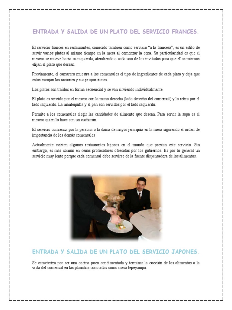 Servicio Francés en Restaurantes | PDF | Camareros | Cocina francés