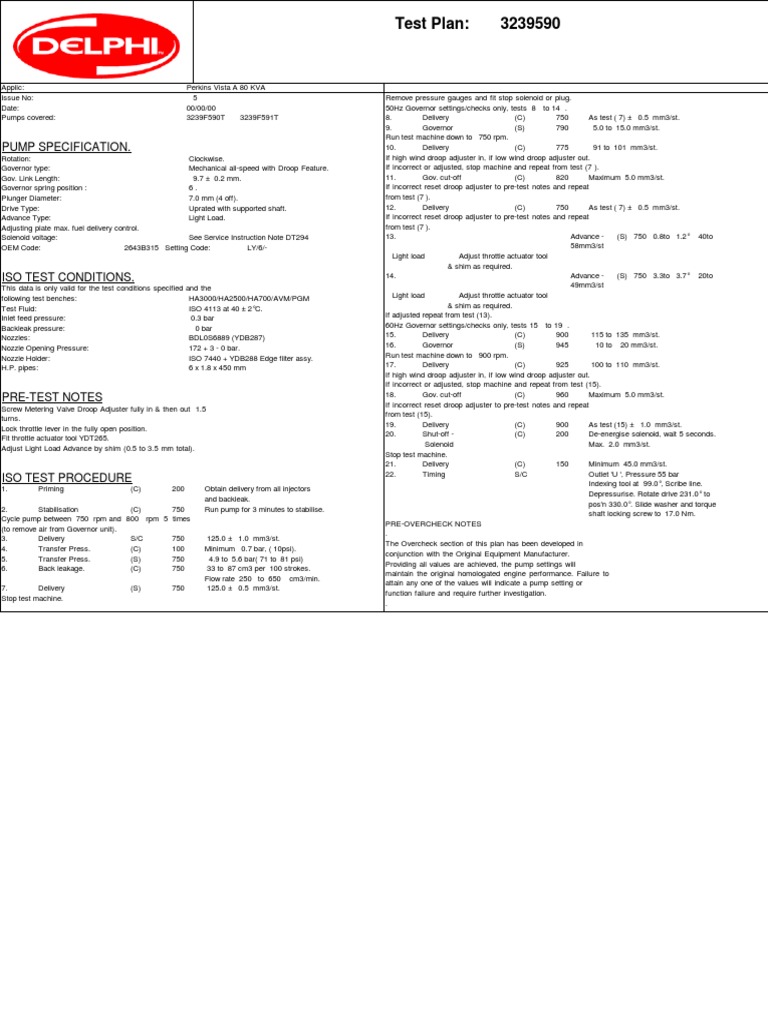 Pump Specification | PDF | Pump | Throttle