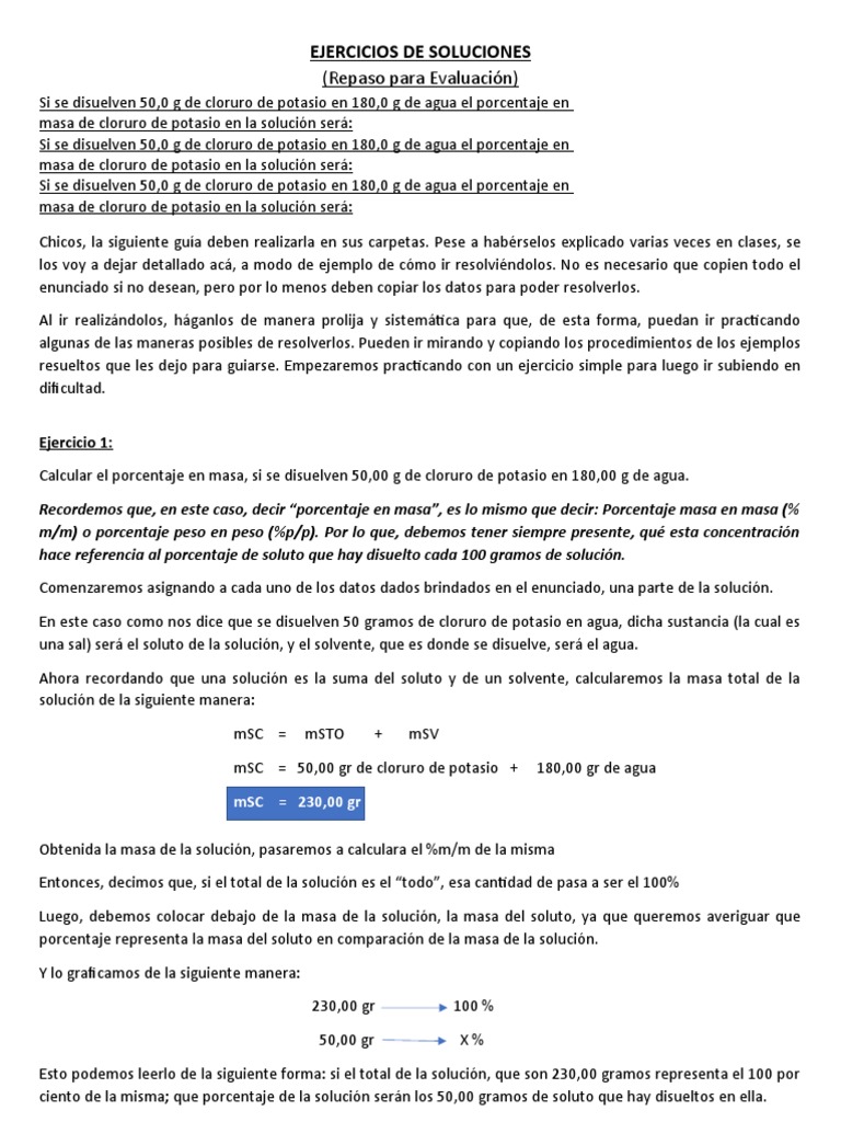 EJERCICIOS DE SOLUCIONES Junio | PDF | Concentración | Mole (Unidad)