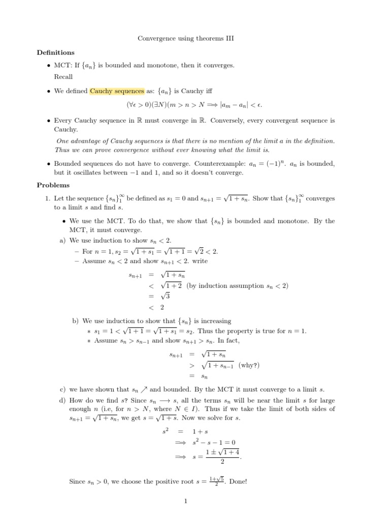 M2 - Convergence Using Theorems 3 | PDF | Limit (Mathematics) | Sequence