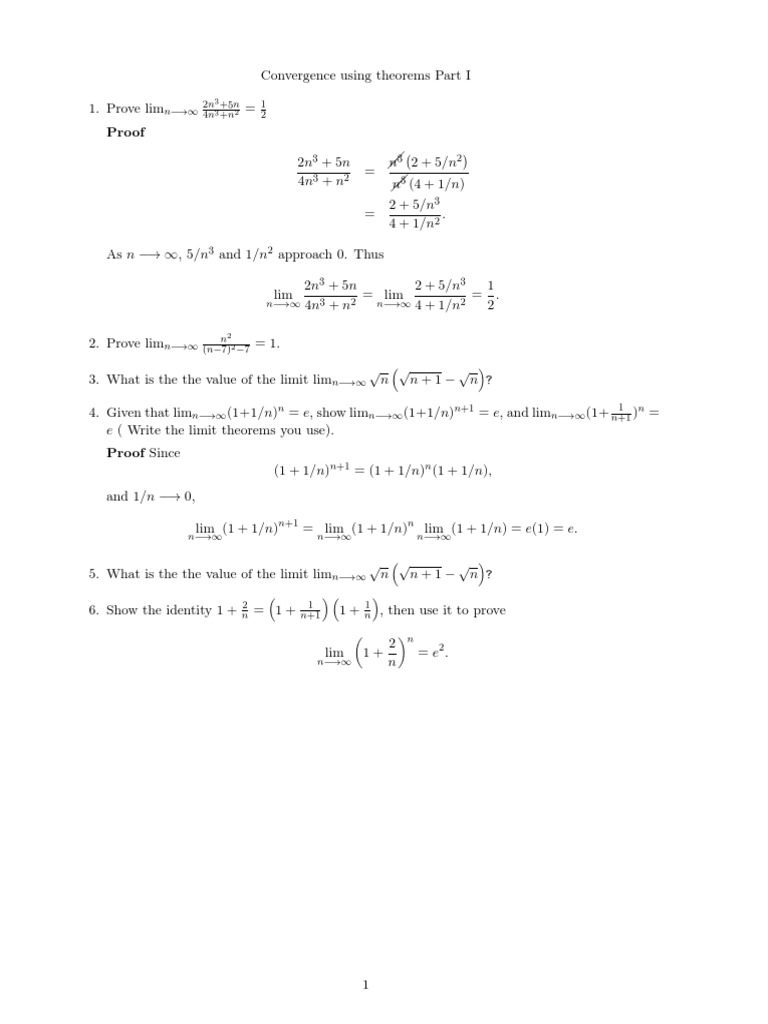 Advanced Calculus Limits | PDF