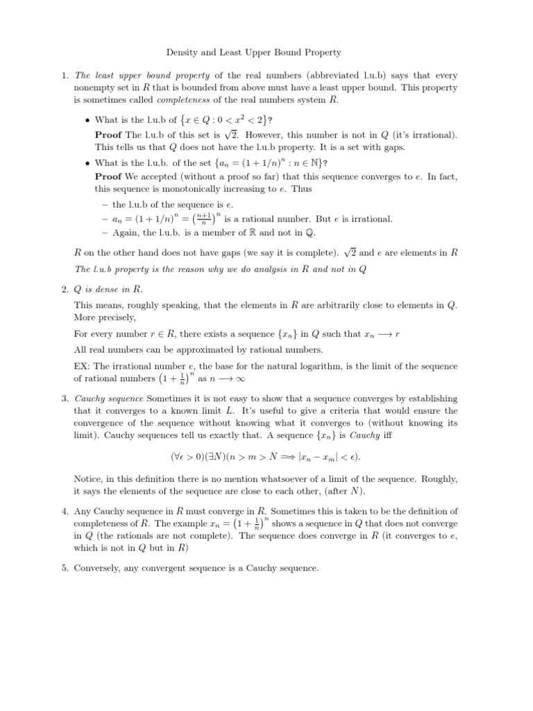 M2 - Density and Completeness of R | PDF | Sequence | Real Number