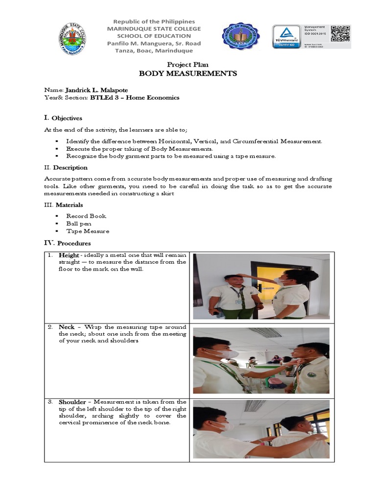 Body Measurements - Project Plan | PDF | Clothing | Softlines (Retail)