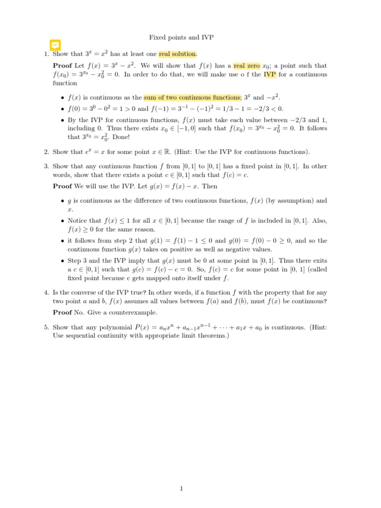 M4.3 Fixed Points and Ivp | PDF