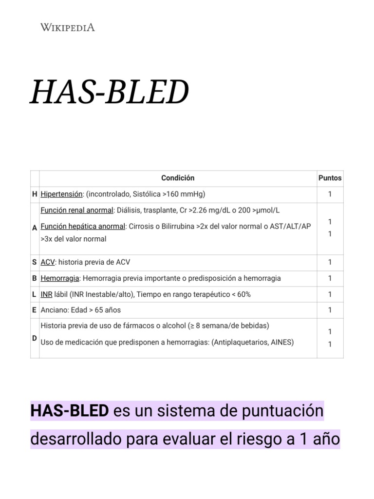 Has Bled | PDF | Sistema cardiovascular | Cardiología
