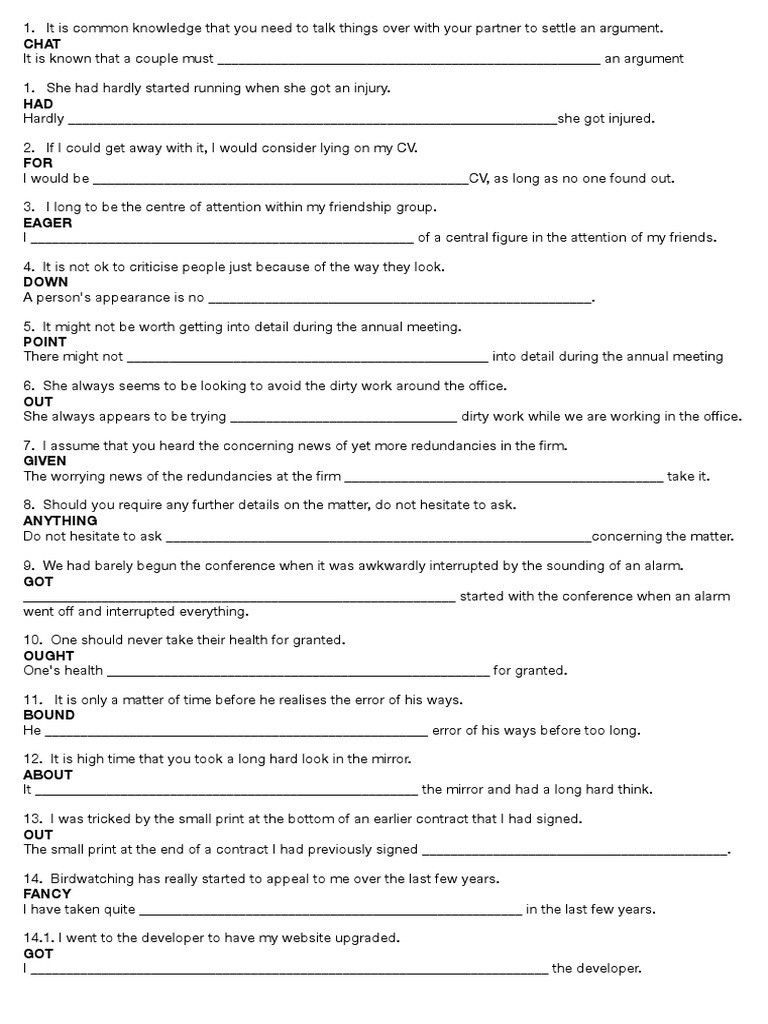 CAE-C1 - Sentence Change | PDF