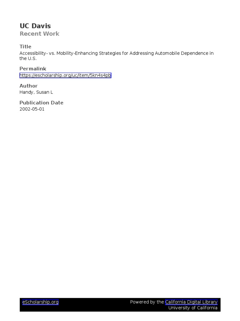 Accessibility vs. Mobility in Transport | PDF | Public Transport ...