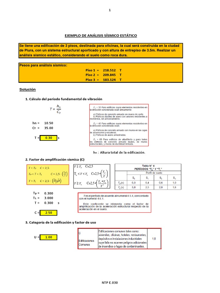 5.-Analisis Sismico Estatico NTP E.030 Actualizada 2017 | PDF