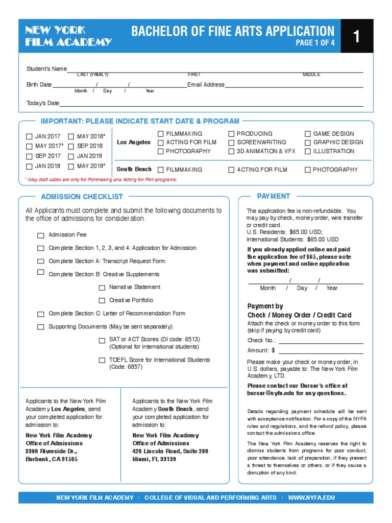 BFA Application Form | PDF | Race And Ethnicity In The United States ...