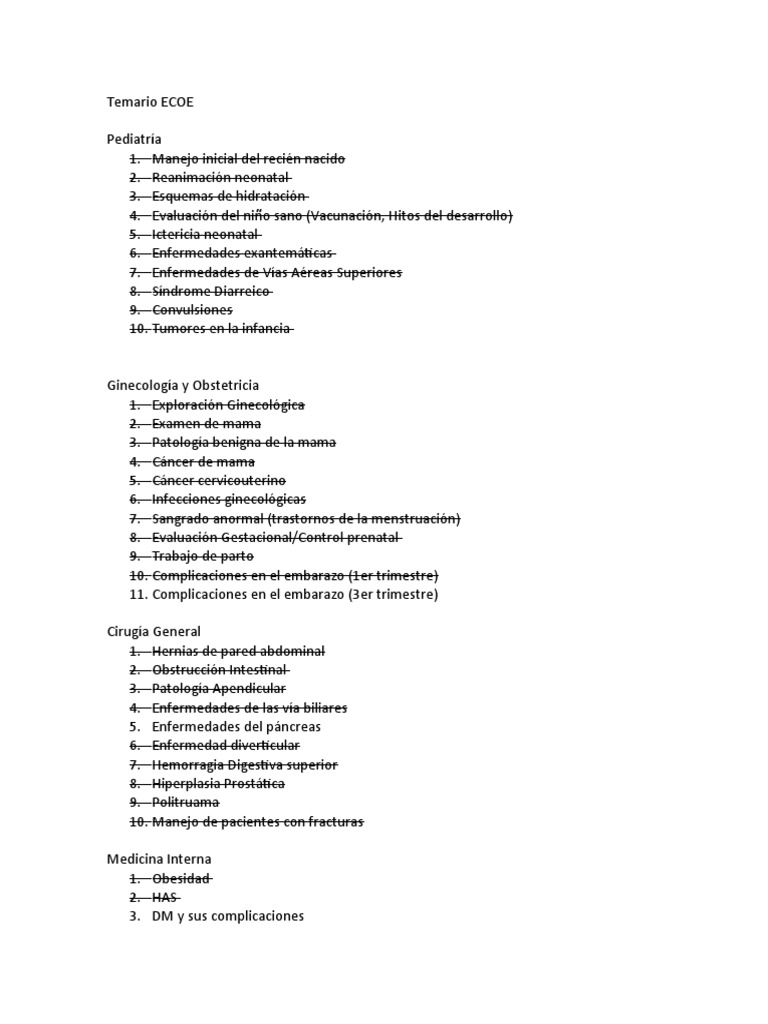 Temario ECOE | PDF | Epidemiología | Salud pública