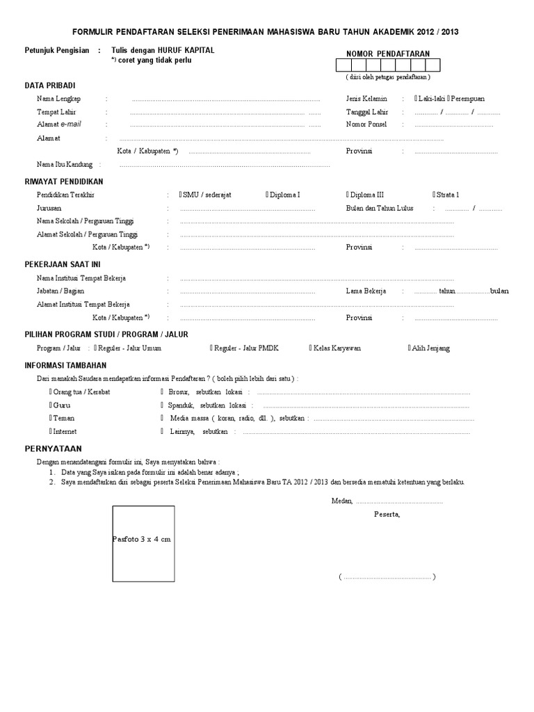 Form Pendaftaran PMB | PDF