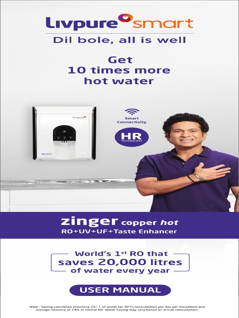 Livpure Zinger Copper Hot User Manual | PDF