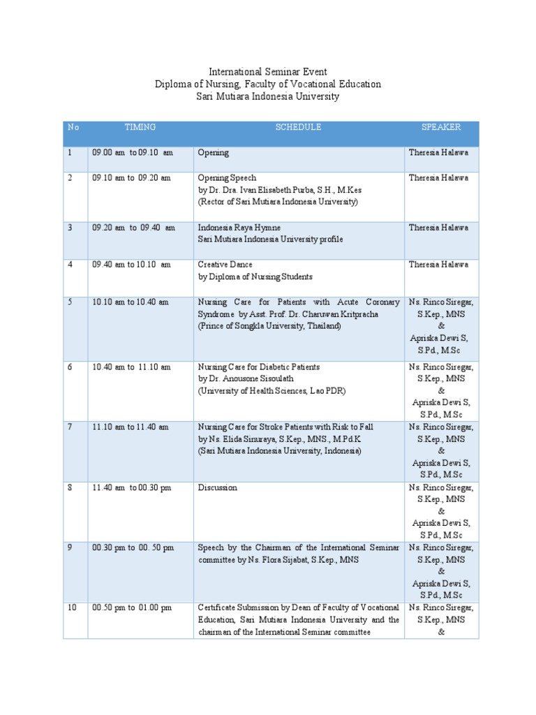 International Seminar Schedule Overview | PDF | Causes Of Death ...