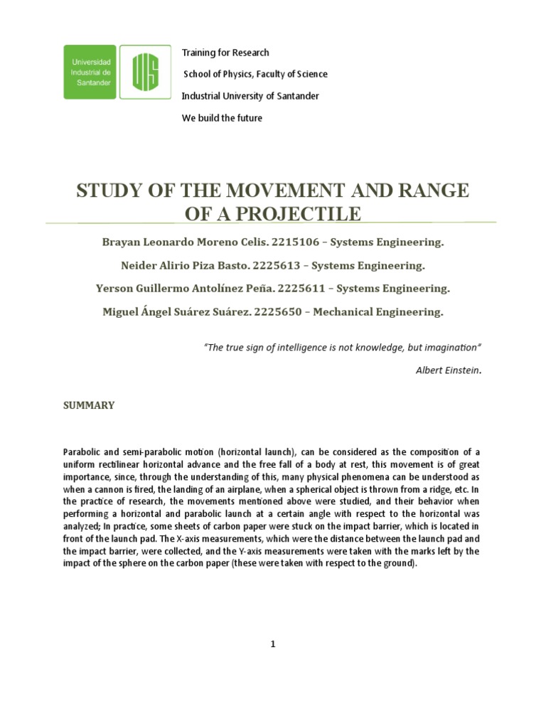 Study of The Movement and Range Report 4 | PDF | Projectiles | Physical Quantities